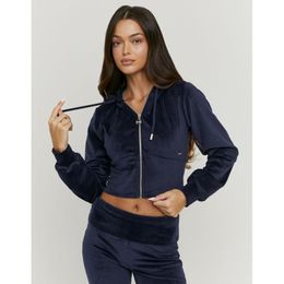 Tally Weijl Damen Kapuzensweatjacke &raquo;SSWPELOUNGIE&laquo; Materialmix, figurbetont, cropped, aus Samt mit breitem Saum S