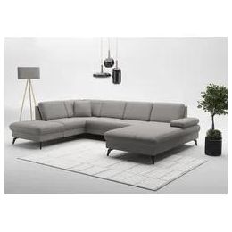 Sit & More Wohnlandschaft SIT & MORE "Morris Jubi U-Form, B: 300 cm", grau, B:300cm H:83cm T:202cm, 100% Polyester, Sofas, Wohnlandschaft, mit Armteilfunktion & 1 Zierkissen, optional Bettfunktion