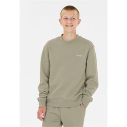 Sweatshirt LES'ARCS "Deasach", M&auml;dchen, Gr. 140, khaki, 45% Polyester, 35% Baumwolle, 20% Polyester, unifarben, normal, Rundhals, Sweatshirts Sweatshirt, mit stylischem Print und bequemer Passform