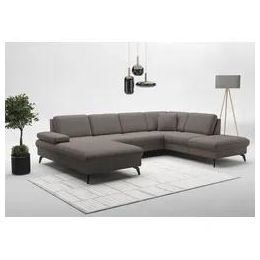 Sit & More Wohnlandschaft SIT & MORE "Morris Jubi U-Form, B: 300 cm", braun (walnut), B:300cm H:83cm T:202cm, 100% Polyester, Sofas, Wohnlandschaft, mit Armteilfunktion & 1 Zierkissen, optional Bettfunktion