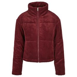 Winterjacke Urban Classics "Urban Classics Damen Ladies Corduroy Puffer Jacket", Damen, Gr. XS, burgundy, 100% Baumwolle, unifarben, normal, amerikanischer Ausschnitt, Jacken Winterjacke