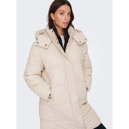 Only Damen Steppmantel "ONLAGNES COATED PUFFER COAT OTW"pumice stone, Gr. M, unifarben, Steppware, Obermaterial: 100% Polyester, M&auml;ntel