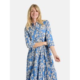 LIEBLINGSST&Uuml;CK Sommerkleid LIEBLINGSST&Uuml;CK "RorabethL", Damen, Gr. 38, N-Gr, air blau, Web, Obermaterial: 100% Viskose, gebl&uuml;mt, gemustert, lang, angesetztes B&uuml;ndchen, Kleider Sommerkleid, mit Hemblusenkragen, 3/4-&Auml;rmel