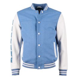 Lederjacke Mustang "31023225", Herren, Gr. 3XL, blau (light blau, sanftes wei&szlig;), Obermaterial: 75% Wolle, 25% Polyamid. &Auml;rmel: 100% Schafsleder. Innenfutter: 100% Polyester. &Auml;rmelfutter: 100% Polyester. Strickmaterial: 95% Baumwolle, 5% Elastan. Taschenfutter: 100% Baumwolle, Jacken
