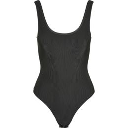 Body Urban Classics "Urban Classics Damen Ladies Shiny Rib Body", Damen, Gr. 4XL, US-Gr&ouml;&szlig;en, schwarz, 86% Polyamid, 14% Elasthan, Bodys Body