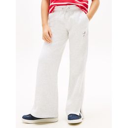 Jogginghose Tommy Hilfiger "STAR SWEATPANT", M&auml;dchen, Gr. 8 (128), N-Gr, wei&szlig; (light grau heather), Sweatware, Obermaterial: 68% Baumwolle, 32% Polyester, meliert, loose fit lang, Hosen Jogginghose, Kinder bis 16 Jahre, mit Strass-Label, loose fit