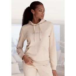 Bench. Loungewear Damen Kapuzensweatshirt, mit gl&auml;nzender Logostickerei, Loungewear, Loungeanzug beige 32/34