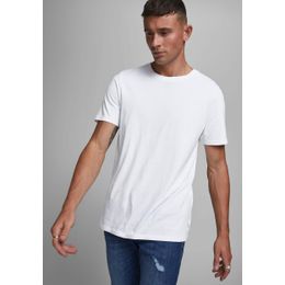 Jack & Jones Rundhalsshirt JACK & JONES "JJEORGANIC BASIC TEE SS O-NECK NOOS", Herren, Gr. L, wei&szlig;, Single Jersey, Obermaterial: 100% Baumwolle, unifarben, schmal normal, Rundhals, gerader Abschluss, Shirts Rundhalsshirt