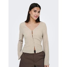Strickjacke Only "ONLILSE L/S CARIDGAN STRUC JRS", Damen, Gr. L, silber lining, Jersey, Obermaterial: 100% Polyester, unifarben, normal, V-Ausschnitt, Strickjacken Strickjacke, Kunstfaser, V-Ausschnitt
