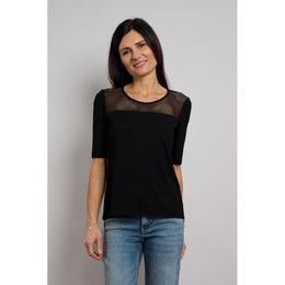 Seidel Moden Damen Rundhalsshirt mit transparenten Lochmuster vorne - MADE IN GERMANY 44