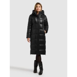 Steppmantel Khujo "WILLA", Damen, Gr. L, schwarz, 100% Nylon, unifarben, regular fit knielang, eingesetzt elastischer Bund mit Windstopper, M&auml;ntel Steppmantel