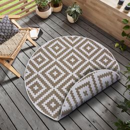 OTTO home Teppich &raquo;Ronda Wendeteppich&laquo; rund 5 mm H&ouml;he Sisal-Optik, Flachgewebe, In- und Outdoor, geometrisches Boho Design beige Kunstfaser