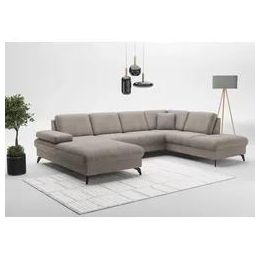 Sit & More Wohnlandschaft SIT & MORE "Morris Jubi U-Form, B: 300 cm", grau (taupe), B:300cm H:83cm T:202cm, 100% Polyester, Sofas, Wohnlandschaft, mit Armteilfunktion & 1 Zierkissen, optional Bettfunktion
