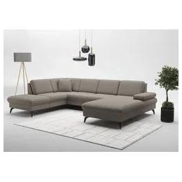 Sit & More Wohnlandschaft SIT & MORE "Morris Jubi U-Form, B: 300 cm", grau (taupe), B:300cm H:83cm T:202cm, 100% Polyester, Sofas, Wohnlandschaft, mit Armteilfunktion & 1 Zierkissen, optional Bettfunktion