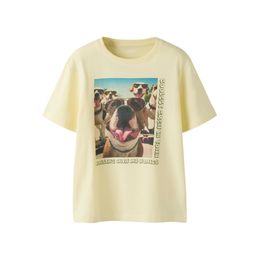 Kurzarmshirt name it "NKMVOTO SS NREG TOP", Jungen, Gr. 158/164, pear sorbet print:homies, Jersey, Obermaterial: 100% Baumwolle, bedruckt, normal normal, Rundhals, Shirts, Baumwolle, regular fit