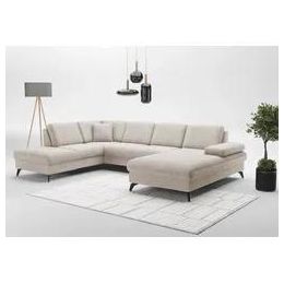 Sit & More Wohnlandschaft SIT & MORE "Morris Jubi U-Form, B: 300 cm", beige (creme), B:300cm H:83cm T:202cm, 100% Polyester, Sofas, Wohnlandschaft, mit Armteilfunktion & 1 Zierkissen, optional Bettfunktion