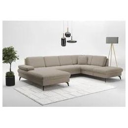 Sit & More Wohnlandschaft SIT & MORE "Morris Jubi U-Form, B: 300 cm", grau (taupe), B:300cm H:83cm T:202cm, 95% Polyester, 5% Polyamid, Sofas, Wohnlandschaft, mit Armteilfunktion & 1 Zierkissen, optional Bettfunktion