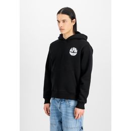 Hoodie Alpha Industries "Logo Hoodie Backprint", Herren, Gr. M, schwarz, Obermaterial: 80% Baumwolle, 20% Polyester, regular fit, Sweatshirts Hoodie