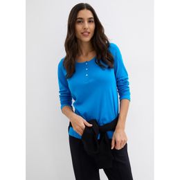 bonprix Damen bonprix Langarmshirt 1 k&ouml;rperbetonte Passform, Langarm, mit kurzer Knopfleiste im Henley-Stil 52/54 (XXL)