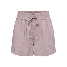 Shorts Only "ONLARIS LIFE PULL UP SHORTS WVN CC", Damen, Gr. XL, N-Gr, burnished lila, Web, Obermaterial: 93% Viskose, 7% Polyester, unifarben, regular fit kurz, Hosen Shorts, mit Bindeverschluss