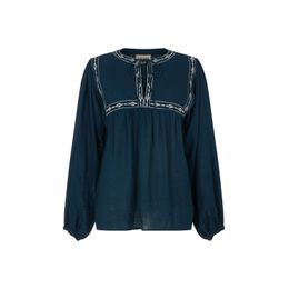 Hemdbluse RAFFYA "Baez Billowy Sleeve Blouse Damen", Damen, Gr. 36, blau, 100% Baumwolle, Blusen Hemdbluse