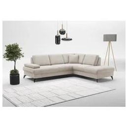Sit & More Ecksofa SIT & MORE "Morris Jubi L-Form, B: 238 cm", beige (creme), B:238cm H:83cm T:202cm, 100% Polyester, Sofas, Ecksofa, mit Armteilfunktion & 1 Zierkissen, optional Bettfunktion
