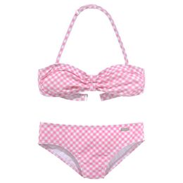 Buffalo M&auml;dchen Bandeau-Bikini &raquo;Karo Kids&laquo; mit unifarbenen Details rosa 122/128, N-Gr