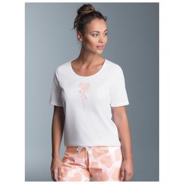 TRIGEMA Damen Schlafanzug &raquo;TRIGEMA T-Shirt mit s&uuml;&szlig;em Herzchen-Printmotiv&laquo; 1 tlg. wei&szlig; XL