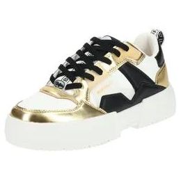 Sneaker Buffalo "Buffalo Sneaker Lederimitat", Damen, Gr. 40, wei&szlig; (wei&szlig;, gold), Lederimitat, Schuhe Sneaker