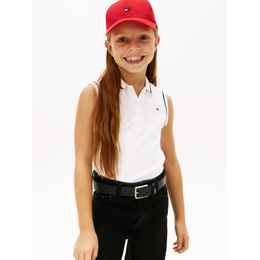 Poloshirt Tommy Hilfiger "CLASSIC POLO SLEEVELESS", M&auml;dchen, Gr. 16 (176), wei&szlig;, Piqu&eacute;, Obermaterial: 96% Baumwolle, 4% Elasthan, unifarben, regular fit normal, hoch geschlossener Ausschnitt, Shirts, Kinder bis 16 Jahre, &auml;rmellos, regular fit