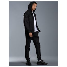 Freizeitanzug TRIGEMA "TRIGEMA Jogginganzug mit Kapuze und Rei&szlig;verschluss", Herren, Gr. XXL, schwarz, Sweatware, 70% Baumwolle, 30% Polyester, Sportanz&uuml;ge Freizeitanzug