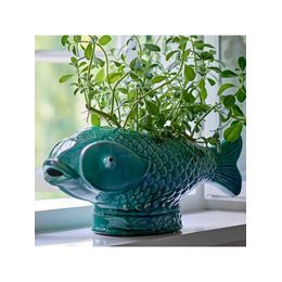 Bloomingville Blumentopf HIRO Gr&uuml;n FISCH &Uuml;bertopf 43x19 cm | Gr.: onesize