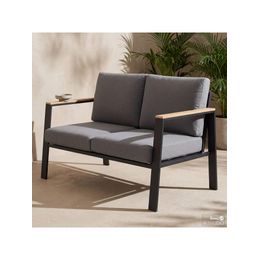 home24 2-Sitzer Loungesofa Aviel in Anthrazit / Braun | Gr.: onesize