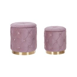 Beliani 2er-Set Pouf PUEBLO in Rosa/Gold | Gr.: onesize