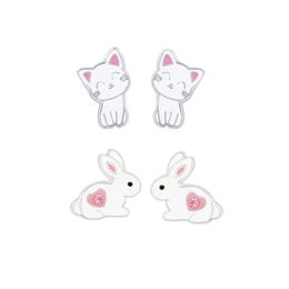 schmuck23 Ohrstecker Set Hase Katze 925 Silber | Gr.: onesize