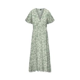 V&eacute;ro Moda Sommerkleid VERO MODA "VMMENNY SS 7/8 V-NECK DRESS WVN GA", Damen, Gr. XS, N-Gr, laurel wreath aop:camille, Web, Obermaterial: 100% Viskose, bedruckt, wadenlang, V-Ausschnitt, Kleider Sommerkleid, Viskose