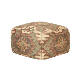 Beliani Pouf ARVEN in Bunt/Braun/Gr&uuml;n - (W) 50 x (H) 30 x (L) 50 cm | Gr.: onesize