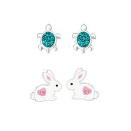 schmuck23 Ohrstecker Set Hase und Schildkr&ouml;te 925 Silber | Gr.: onesize