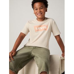 T-Shirt LEVI'S KIDS "LVB BATWING TEE", Jungen, Gr. 6 (116), pumice stone, Single Jersey, Obermaterial: 100% Baumwolle, bedruckt, Basic schmal h&uuml;ftlang, Rundhals, gerader Abschluss, Shirts T-Shirt, for BOYS