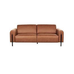 Beliani 3-Sitzer Sofa ASKIM in Braun/Schwarz - (W) 207 x (H) 87 x (L) 89 cm | Gr.: onesize