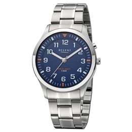 Regent Uhren Regent F-1610 Herrenuhr mit Beleuchtung Edelstahl/Blau | Gr.: onesize