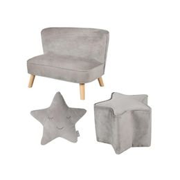 Roba 'Lil Sofa' Set: Sofa, Sternhocker & Kissen Silbergrau | Gr.: onesize