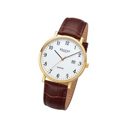 Regent Uhren Analog-Armbanduhr Regent Lederarmband braun gro&szlig; (ca. 40mm) | Gr.: onesize