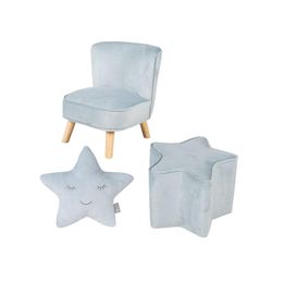 Roba Lil Sofa' Set mit Sessel, Sternhocker & Kissen Hellblau/Sky | Gr.: onesize