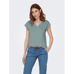 V-Shirt Only "ONLFREE S/S MOD.V-NECK TOP JRS NOOS", Damen, Gr. XS (34), blau (abyss), Jersey, Obermaterial: 70% Modal, 30% Polyester, unifarben, regular fit normal, V-Ausschnitt, Shirts