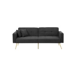 ABRIHOME 2 Sitzer Sofa in Grau mit Bettfunktion goldenen Beinen und Seitentaschen | Gr.: onesize