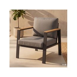home24 Loungesessel Aviel in Anthrazit / Braun | Gr.: onesize