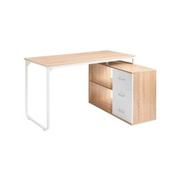 Beliani Schreibtisch SOGNE in Braun/Wei&szlig; - (W) 140 x (H) 75 x (L) 100 cm | Gr.: onesize