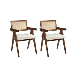 Beliani 2er-Set Esszimmerstuhl AVA in Beige/Braun | Gr.: onesize