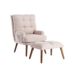 ABRIHOME Loungesessel in Beige mit Fu&szlig;st&uuml;tze 5 Stufen verstellbar und Ablage | Gr.: onesize